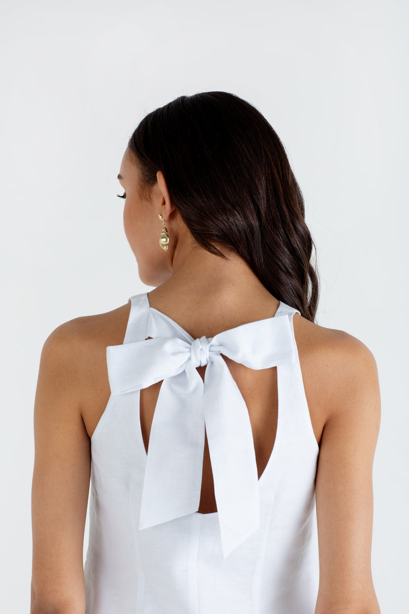 The Victoria | Linen Bow Top White – Sinead Keary